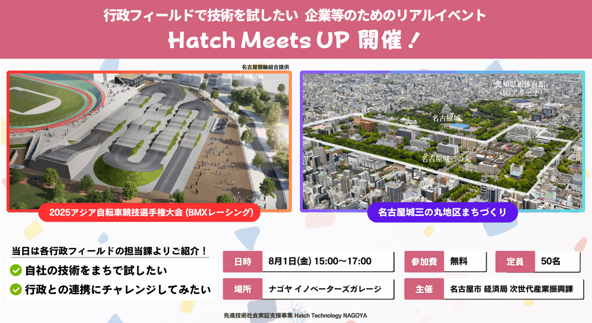 「Hatch Technology NAGOYA」フィールド活用型支援事業 ～行政フィールドで技術を試したい企業等のためのリアルイベント～ Hatch Meets UP！ | ニュース ...